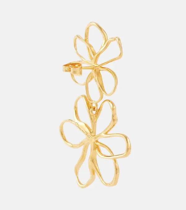 Oscar De La Renta Threaded Flower Drop Earrings