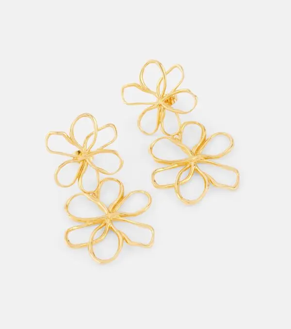 Oscar De La Renta Threaded Flower Drop Earrings