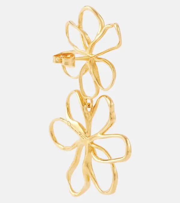 Oscar De La Renta Threaded Flower Drop Earrings