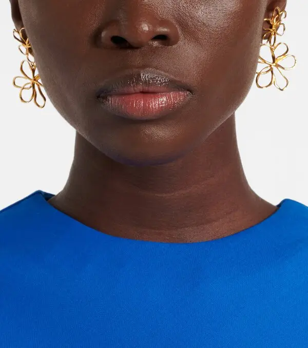 Oscar De La Renta Threaded Flower Drop Earrings