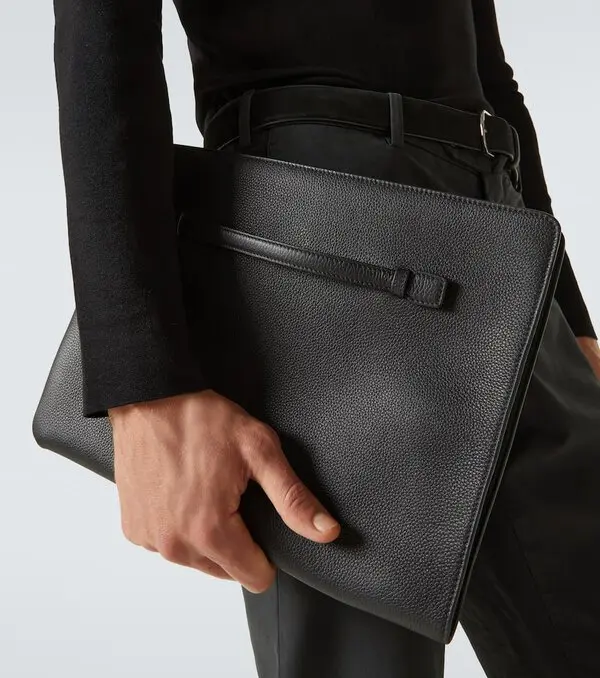 Loro Piana Extra A4 Leather Pouch - Black | Editorialist