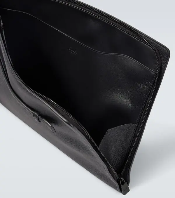 Loro Piana Extra A4 Leather Pouch - Black | Editorialist