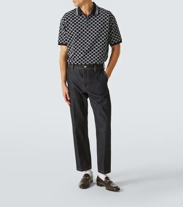 Gucci Gg Cotton Piquet Jacquard Polo Shirt