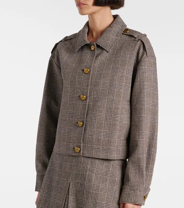 SELF-PORTRAIT Checked Cotton And Linen Jacket