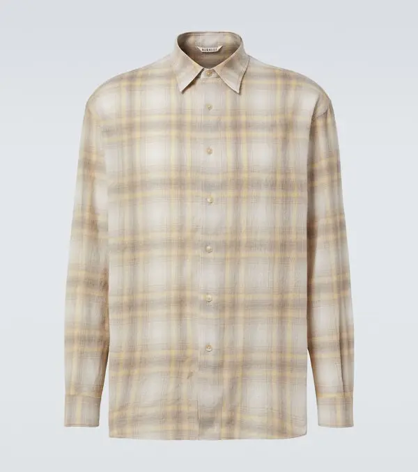 Auralee Plaid Wool Shirt - Yellow