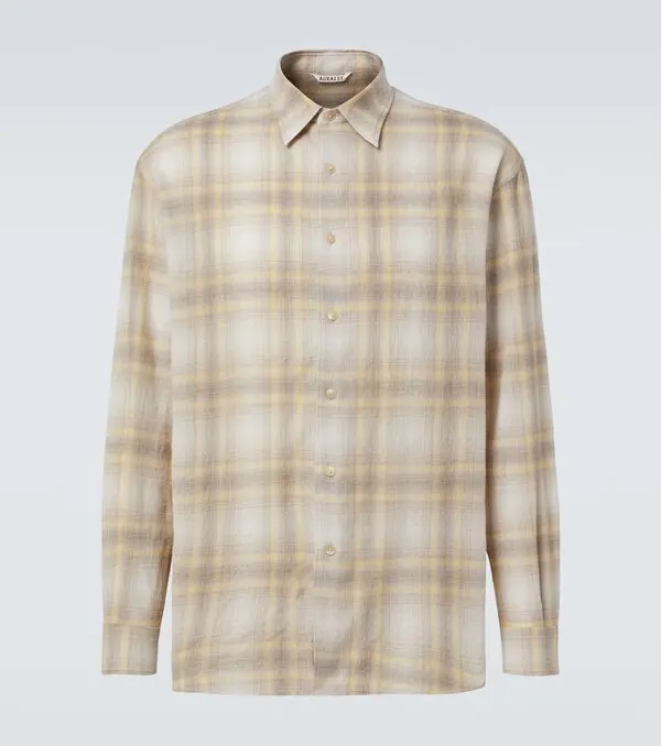 Auralee Plaid Wool Shirt - Yellow