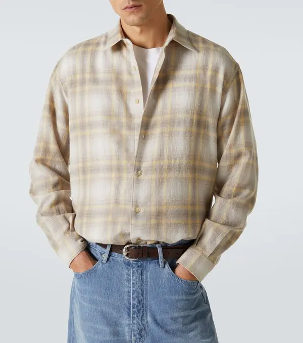 Auralee Plaid Wool Shirt - Yellow