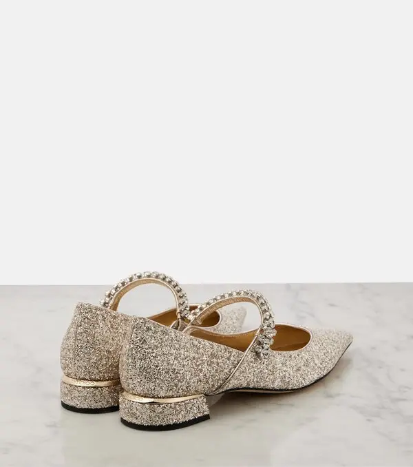 JIMMY CHOO Bing Glitter Ballet Flats - Beige
