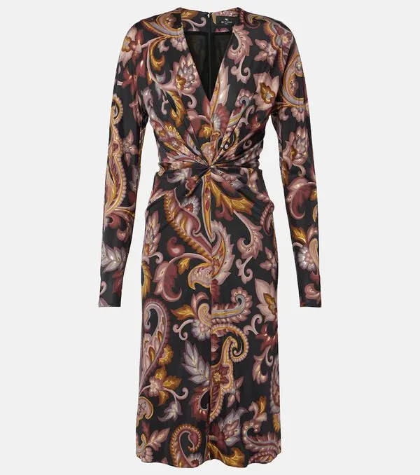 Etro Paisley Gathered Midi Dress - Multicoloured
