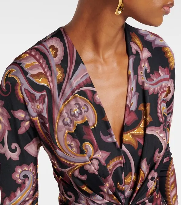 Etro Paisley Gathered Midi Dress