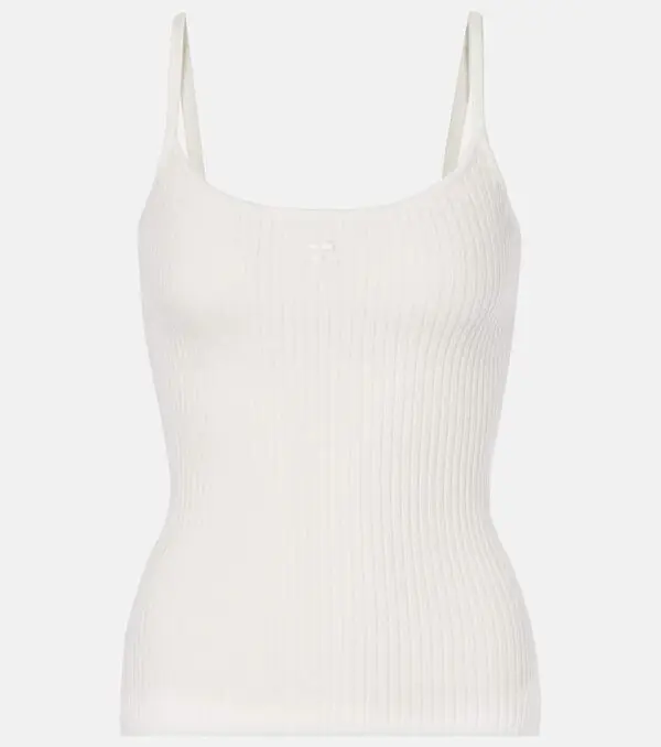 COURREGES Courrèges Reedition Ribbed-knit Top - White
