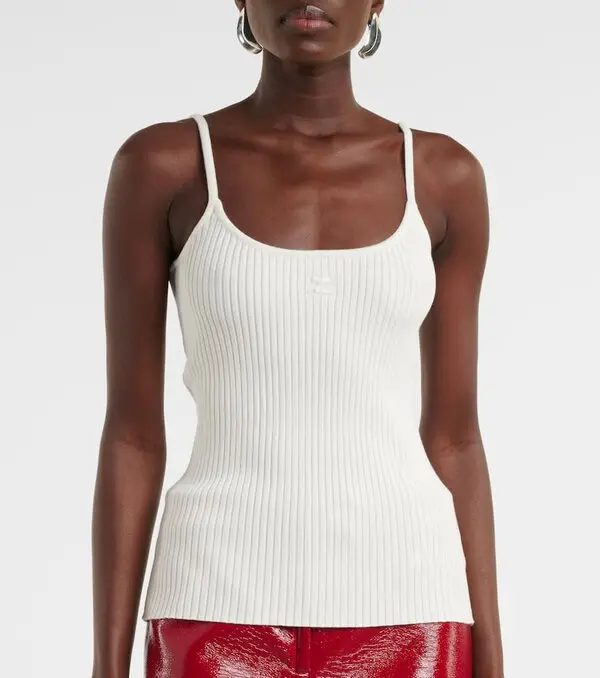 COURREGES Courrèges Reedition Ribbed-knit Top - White