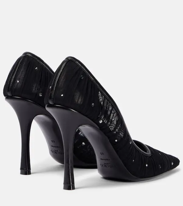 JIMMY CHOO Lotta 100 Embellished Mesh Pumps