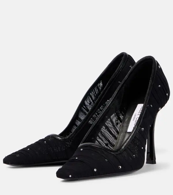 JIMMY CHOO Lotta 100 Embellished Mesh Pumps