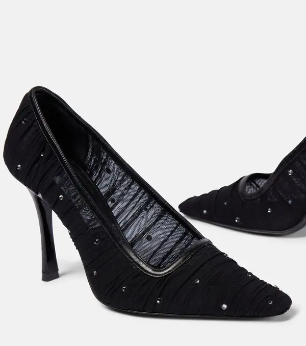 JIMMY CHOO Lotta 100 Embellished Mesh Pumps