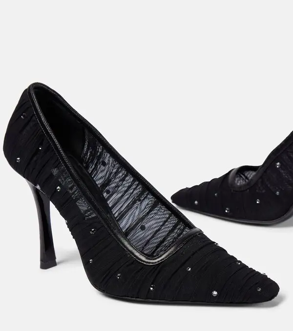 JIMMY CHOO Lotta 100 Embellished Mesh Pumps