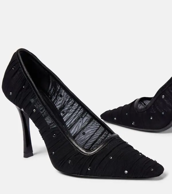 JIMMY CHOO Lotta 100 Embellished Mesh Pumps