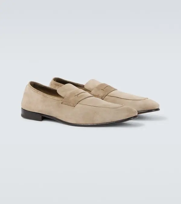 Zegna L'asola Suede Penny Loafers - Beige