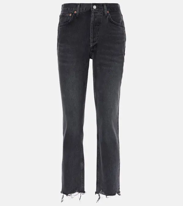 AGOLDE Riley High-rise Cropped Jeans - Black