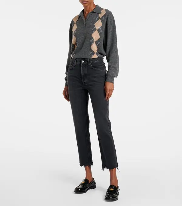 AGOLDE Riley High-rise Cropped Jeans - Black