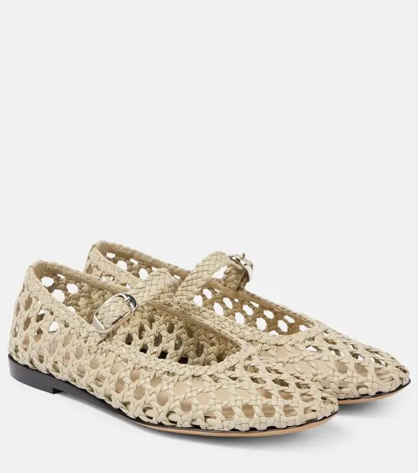 Le Monde Beryl Woven Leather Ballet Flats - Beige
