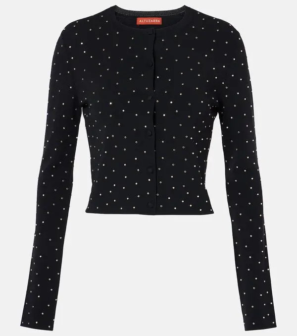 Altuzarra Ferris Embellished Cropped Cardigan - Black