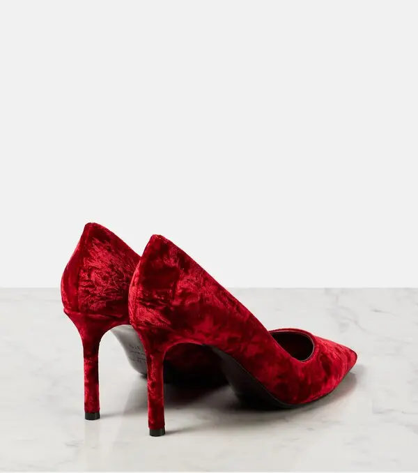 JIMMY CHOO Romy 85 Velvet Pumps - Red
