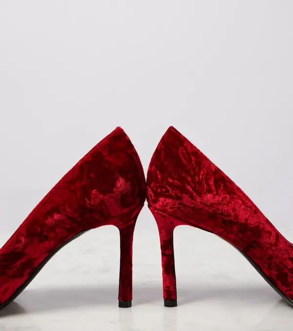 JIMMY CHOO Romy 85 Velvet Pumps - Red