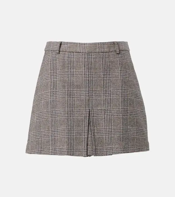 SELF-PORTRAIT Checked Cotton And Linen Skort