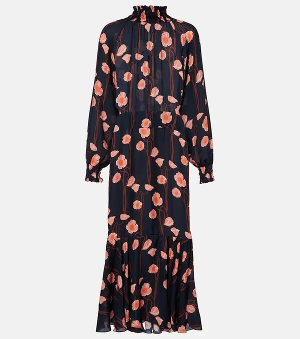 Johanna Ortiz Floral Silk Georgette Midi Dress - Multicoloured