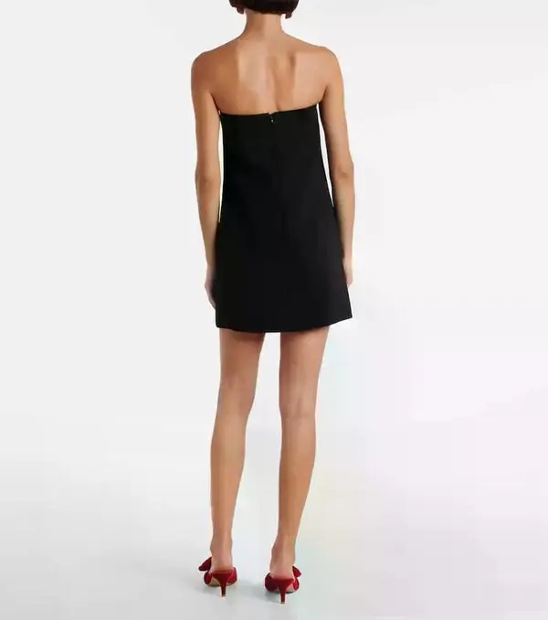 SELF-PORTRAIT Beaded Bow Crêpe Minidress - Black