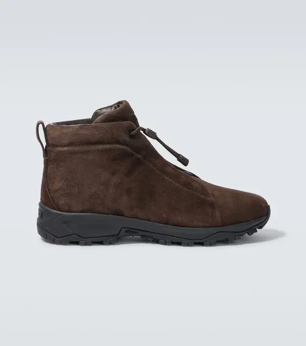 Zegna Triple Stitch Suede High-top Sneakers - Brown