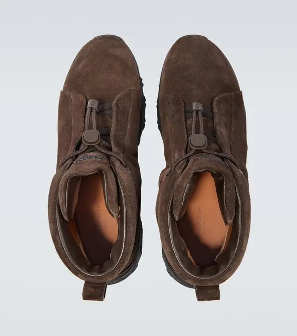 Zegna Triple Stitch Suede High-top Sneakers - Brown