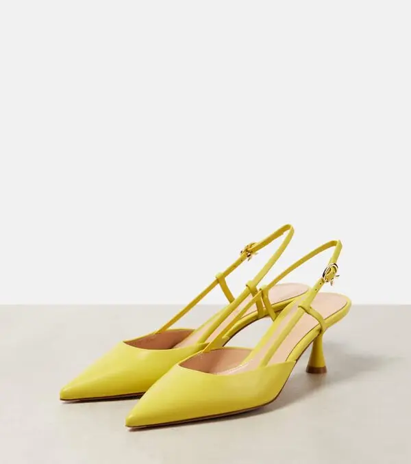 GIANVITO ROSSI Ascent 55 Leather Slingback Pumps - Yellow