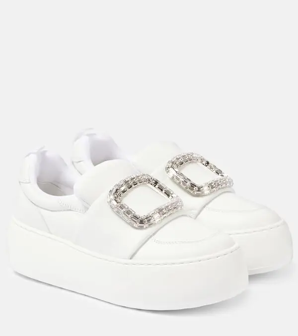 ROGER VIVIER Viv' Up Leather Slip-on Sneakers - White