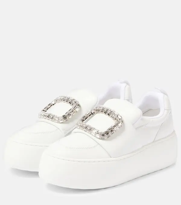 ROGER VIVIER Viv' Up Leather Slip-on Sneakers