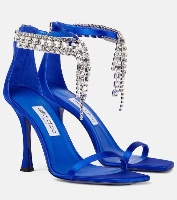 JIMMY CHOO Verity 100 Embellished Sandals - Blue