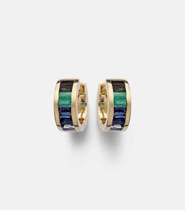 SYDNEY EVAN 14kt Gold Hoop Earrings With Gemstones - Multicoloured