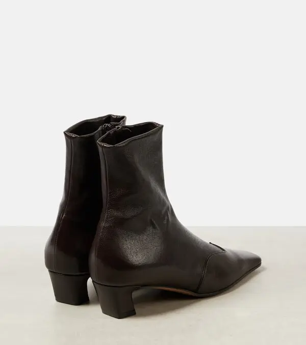 Khaite - Nevada Leather Ankle Boots