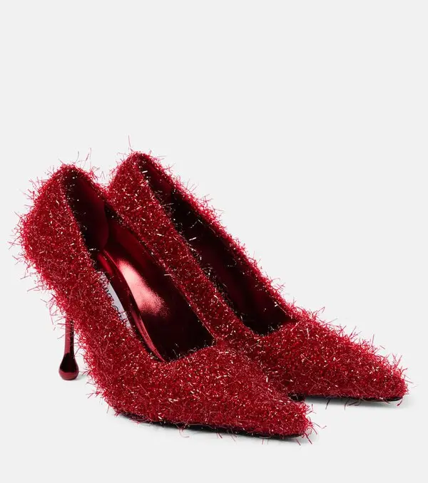 JIMMY CHOO Ixia 95 Tinsel Pumps - Red