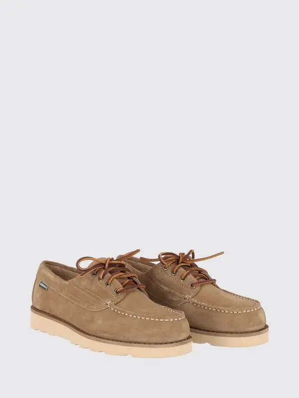 SEBAGO Suede Calfskin Boat Shoes With Laces - Beige