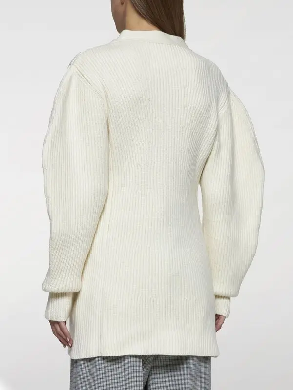 JIL SANDER Ribbed Cardigan With Voluminous Sleeves