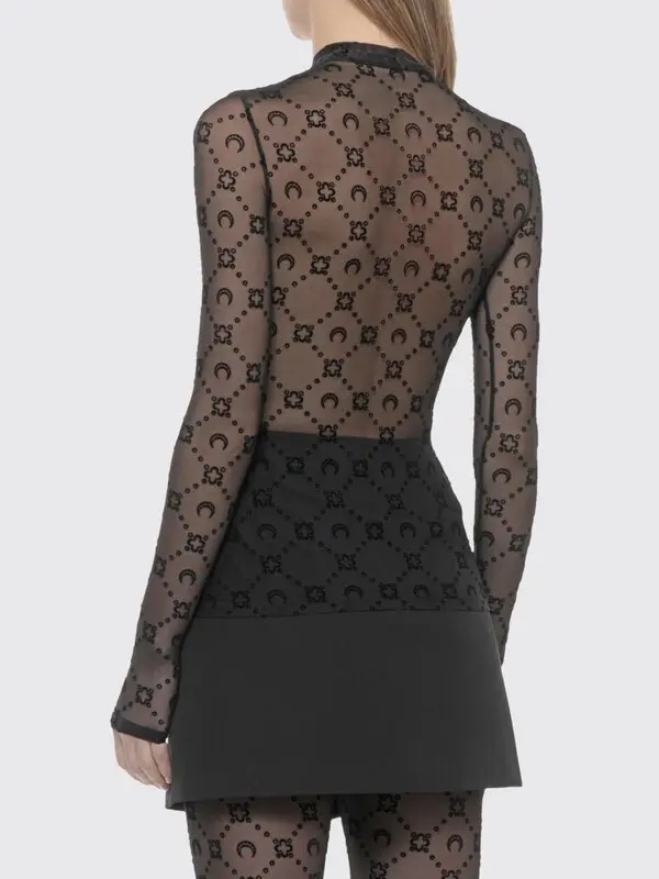 MARINE SERRE Printed Mesh Top - Black