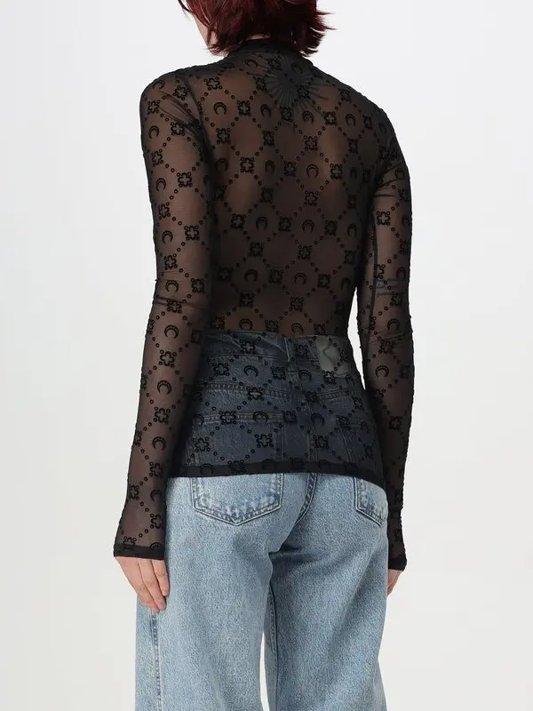 MARINE SERRE Printed Mesh Top - Black