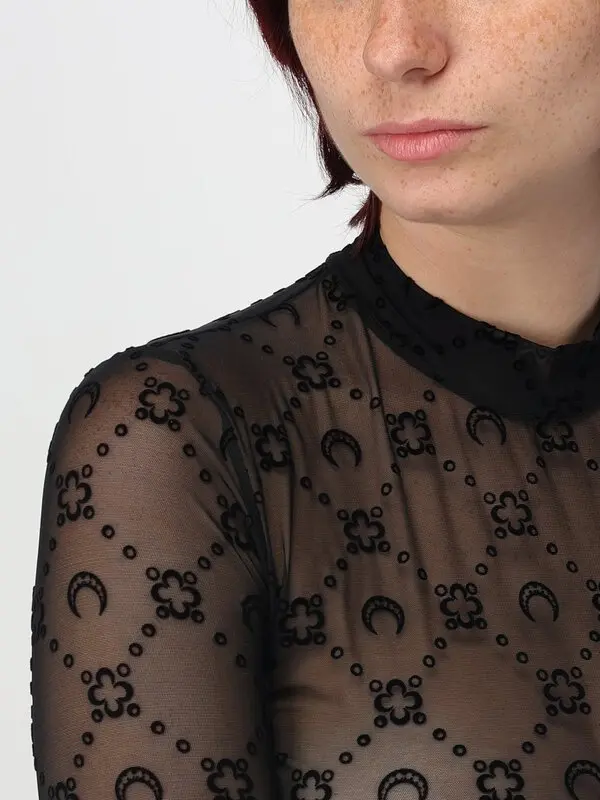 MARINE SERRE Printed Mesh Top - Black