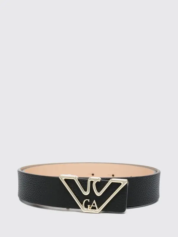 Emporio Armani Grained Faux Leather Belt - Black