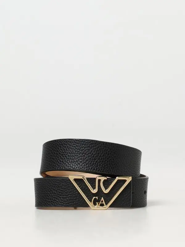 Emporio Armani Grained Faux Leather Belt - Black