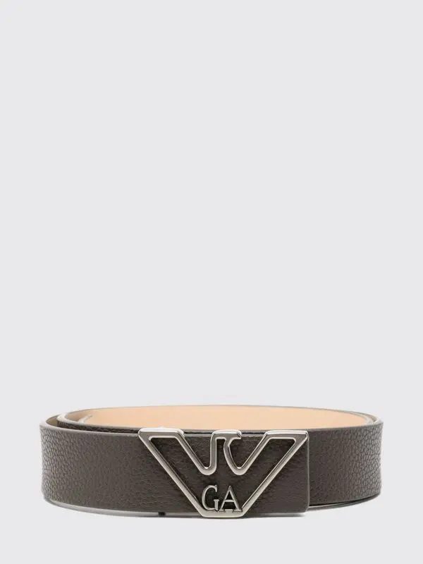 Emporio Armani Grained Faux Leather Belt - Grey