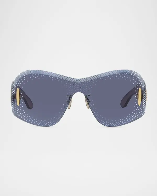 Loewe Blue and Gold Studded Sunglasses LOEWE Anagram 144MM Mask Sunglasses | Saks Fifth Avenue main image 2