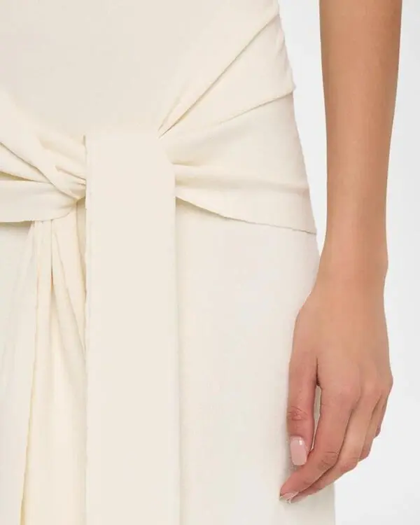 Lapointe Waist-tie Sleeveless Matte Viscose Midi Dress - Cream